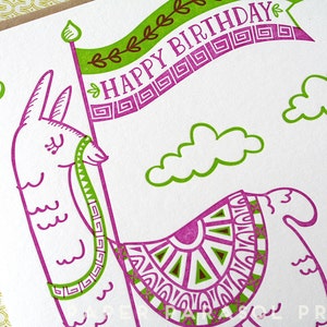 Happy Birthday Llama Letterpress Card - Etsy