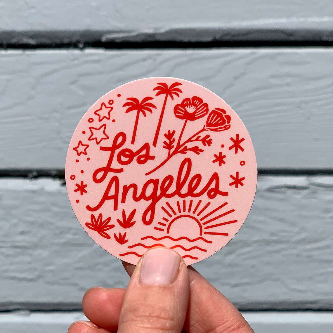 Los Angeles Sticker in Pink Decal for Water Bottle | Etsy