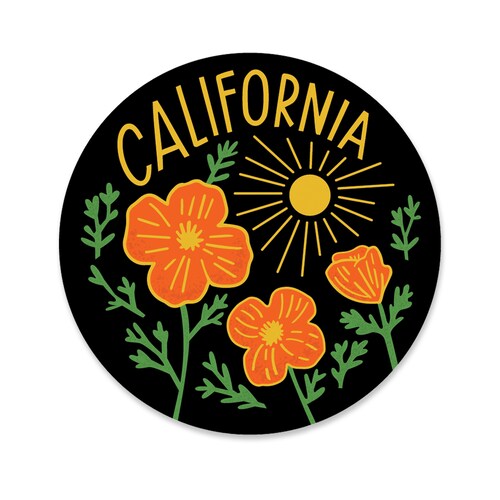 California Poppy Sticker White Decal for Water Bottle Gift - Etsy