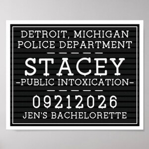 Custom Bachelorette Party Mug Shot Signs, Photo Props, Personalized ...