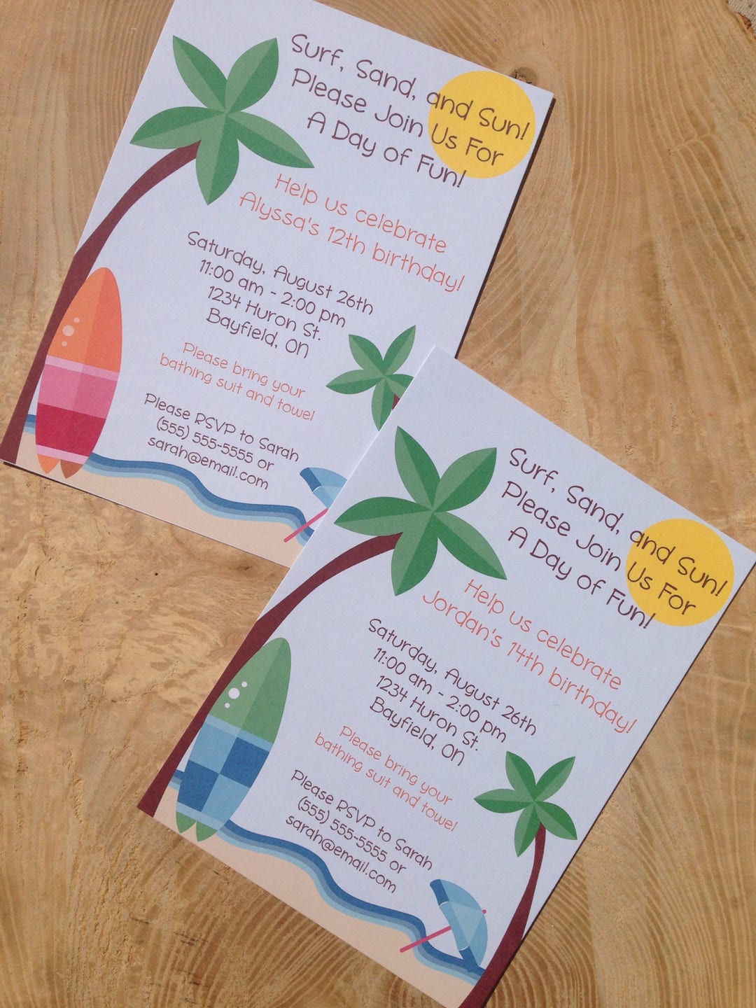 Surf, Summer, Sand, Beach, Birthday Party Invitation, 5"x7" Printable ...