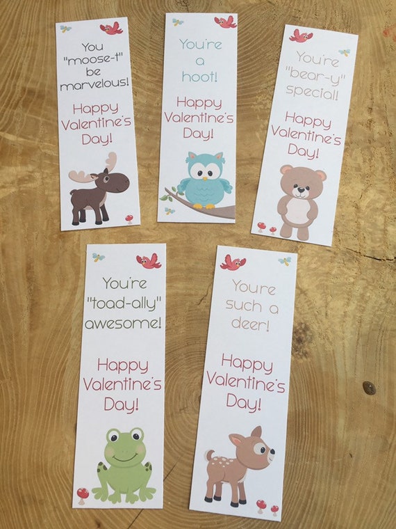Cute Animals Valentine's Day Bookmarks Printable Digital | Etsy