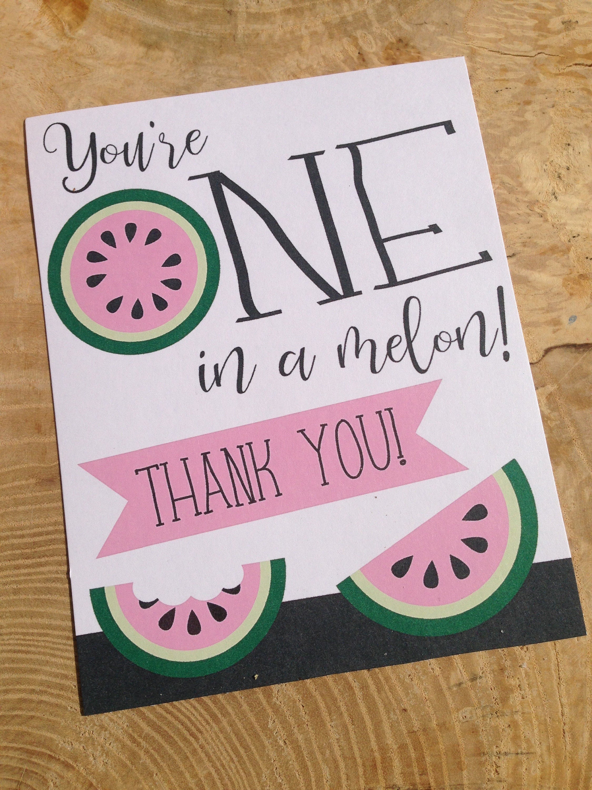 You're One in a Melon Printable Thank You Cards for EOS | Etsy
