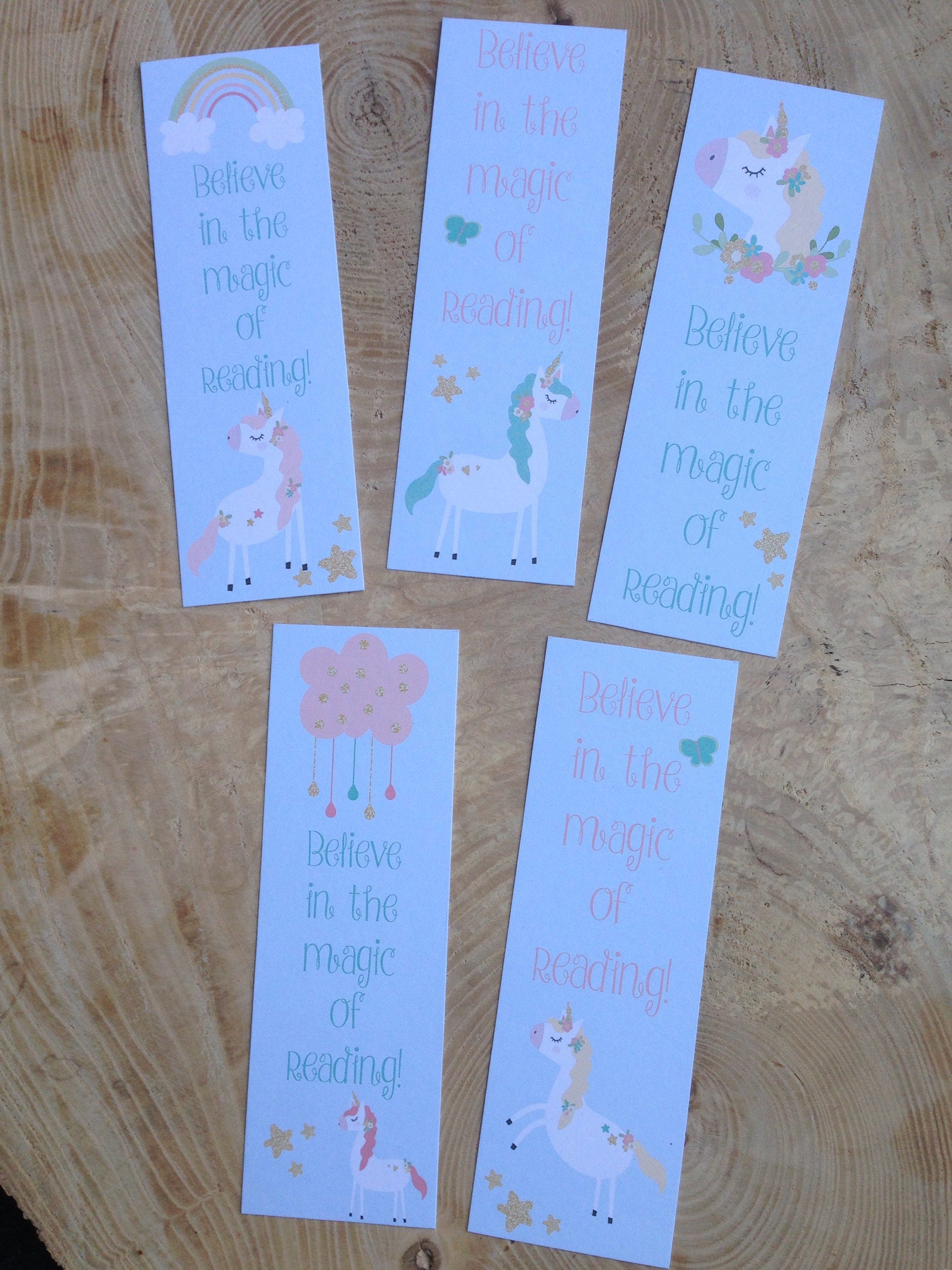 Believe in the Magic of Reading Bookmarks Unicorn Rainbow | Etsy