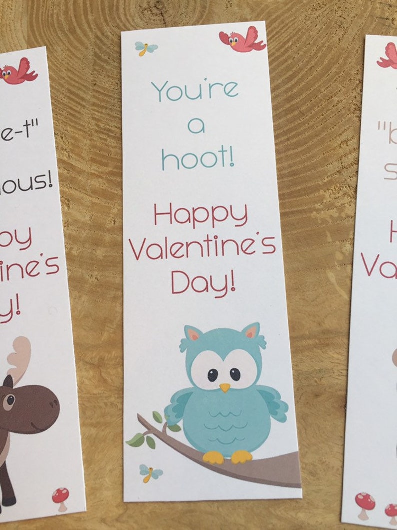 Cute Animals Valentine's Day Bookmarks Printable Digital | Etsy