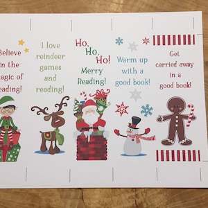 Christmas Bookmarks, Elf, Santa, Reindeer, Gingerbread Man, Snowman ...