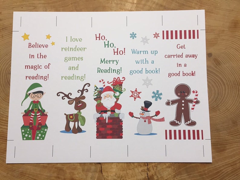 Christmas Bookmarks Elf Santa Reindeer Gingerbread Man - Etsy