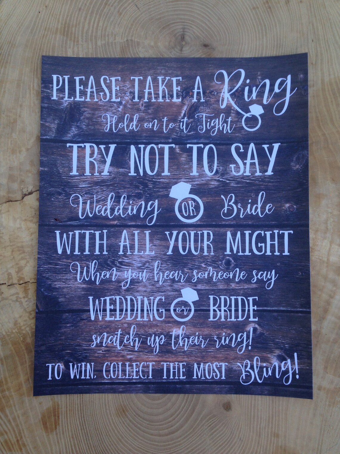 Please Take a Ring Bridal Shower Game Sign, Take a Ring, Don't Say ...