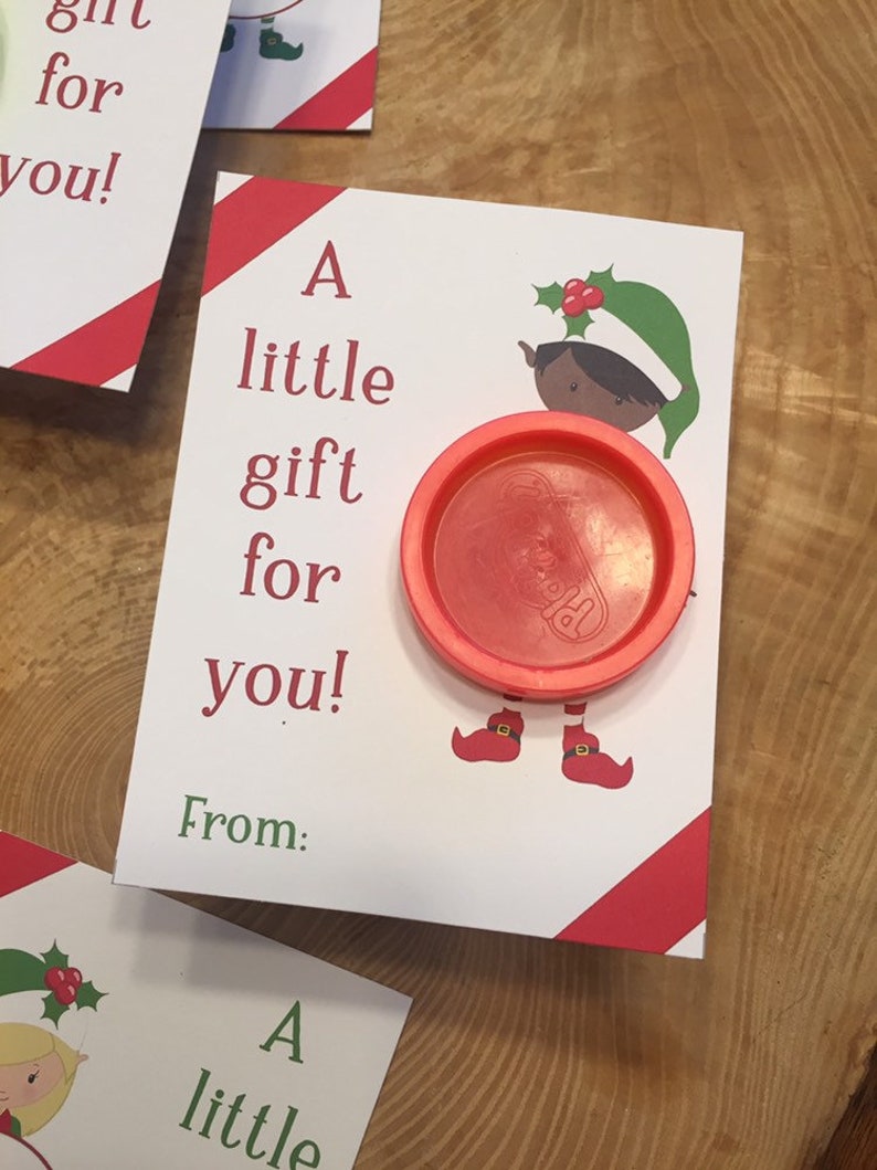 Christmas Elves Play Doh Gift Card Printable a Little Gift | Etsy