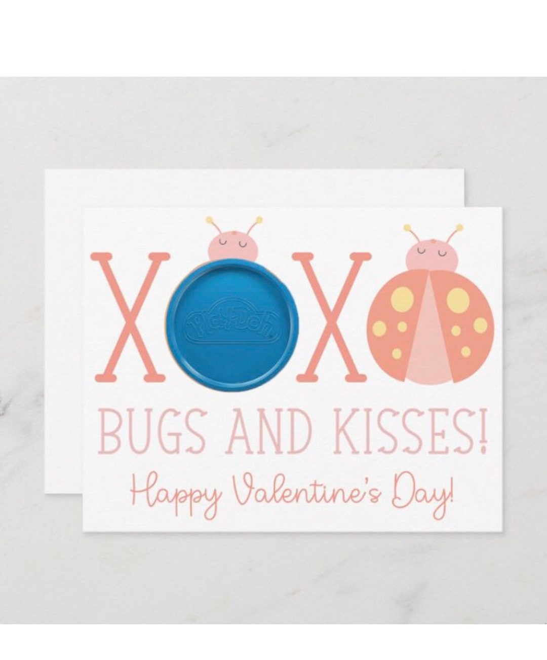 Bugs and Kisses Ladybug Themed Valentine Party Play Doh Favor Gift Card ...