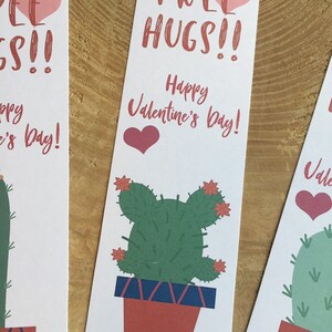Free Hugs! Cactus Valentine's Day Bookmarks, Printable, Digital File ...
