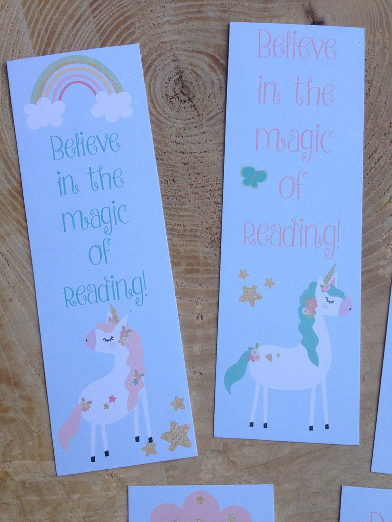 Believe in the Magic of Reading Bookmarks Unicorn Rainbow | Etsy