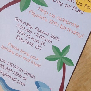 Surf, Summer, Sand, Beach, Birthday Party Invitation, 5"x7" Printable ...