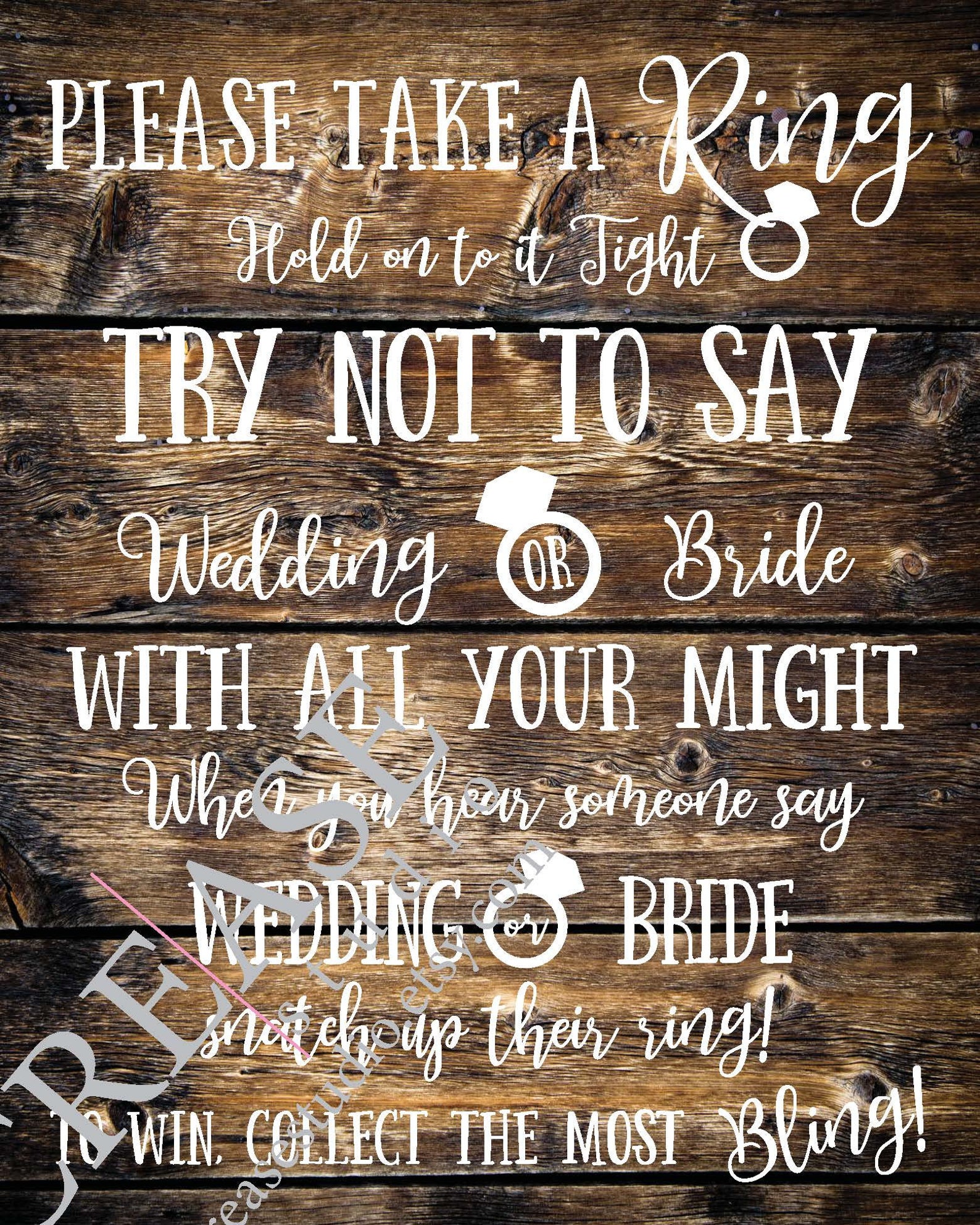 Please Take a Ring Bridal Shower Game Sign, Take a Ring, Don't Say ...