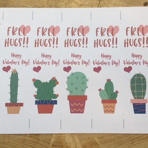 Free Hugs! Cactus Valentine's Day Bookmarks, Printable, Digital File ...