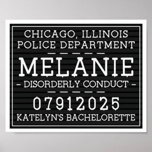 Custom Bachelorette Party Mug Shot Signs, Photo Props, Personalized ...