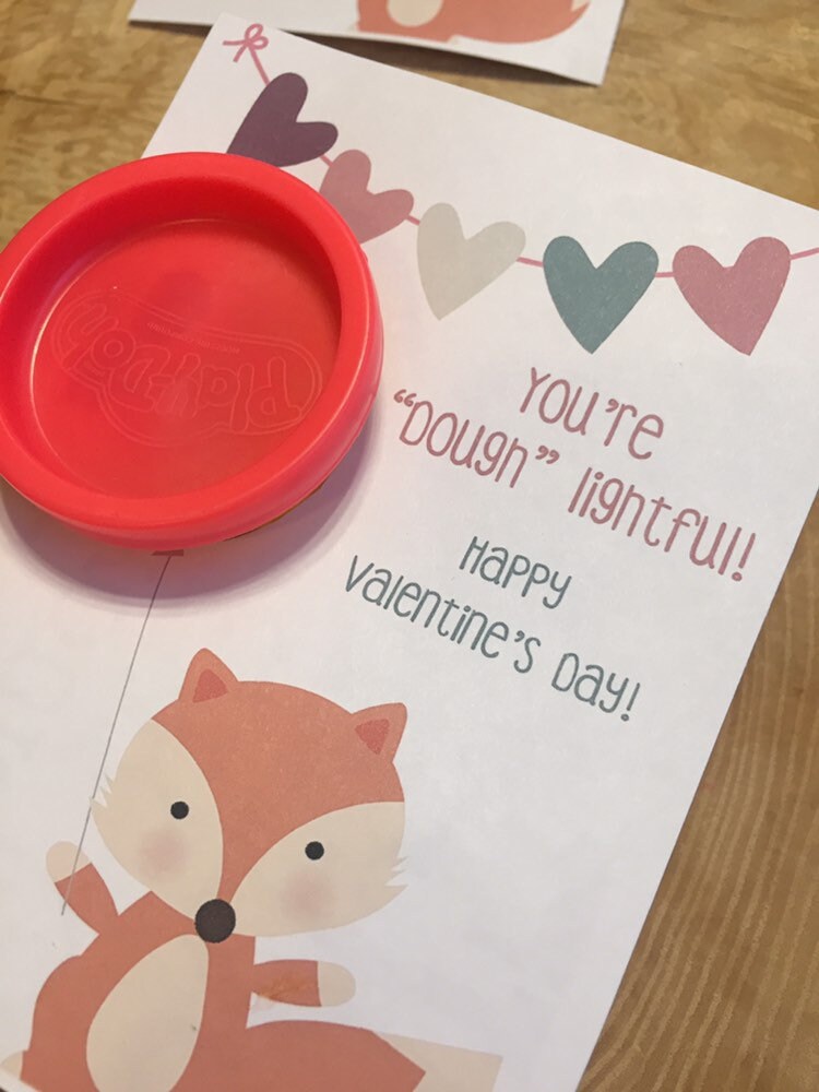 Valentine's Fox Play Doh Gift Card Printable, You're Dough Lightful ...