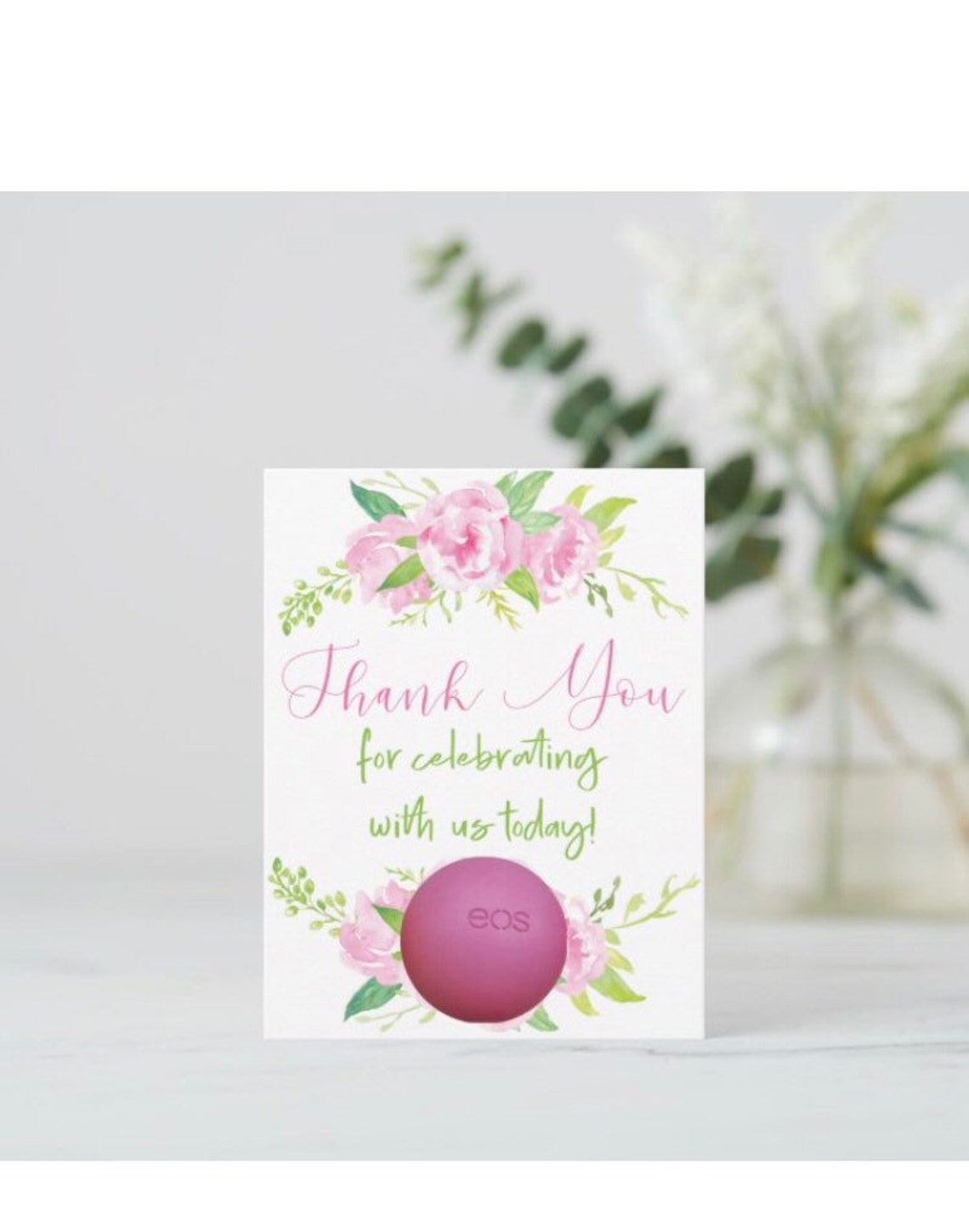 EOS Lip Balm Card: Pink Floral Party Favor (printable) - Etsy