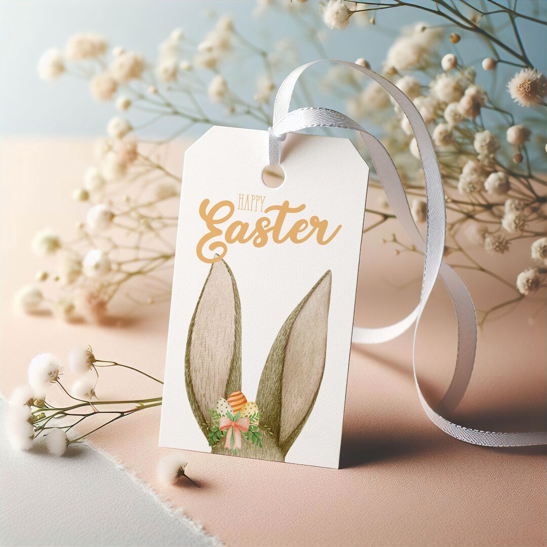 Bunny Ears, Happy Easter Gift Tags, Spring, Printable, Instant Download ...