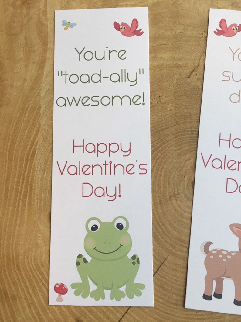 Cute Animals Valentine's Day Bookmarks Printable Digital | Etsy