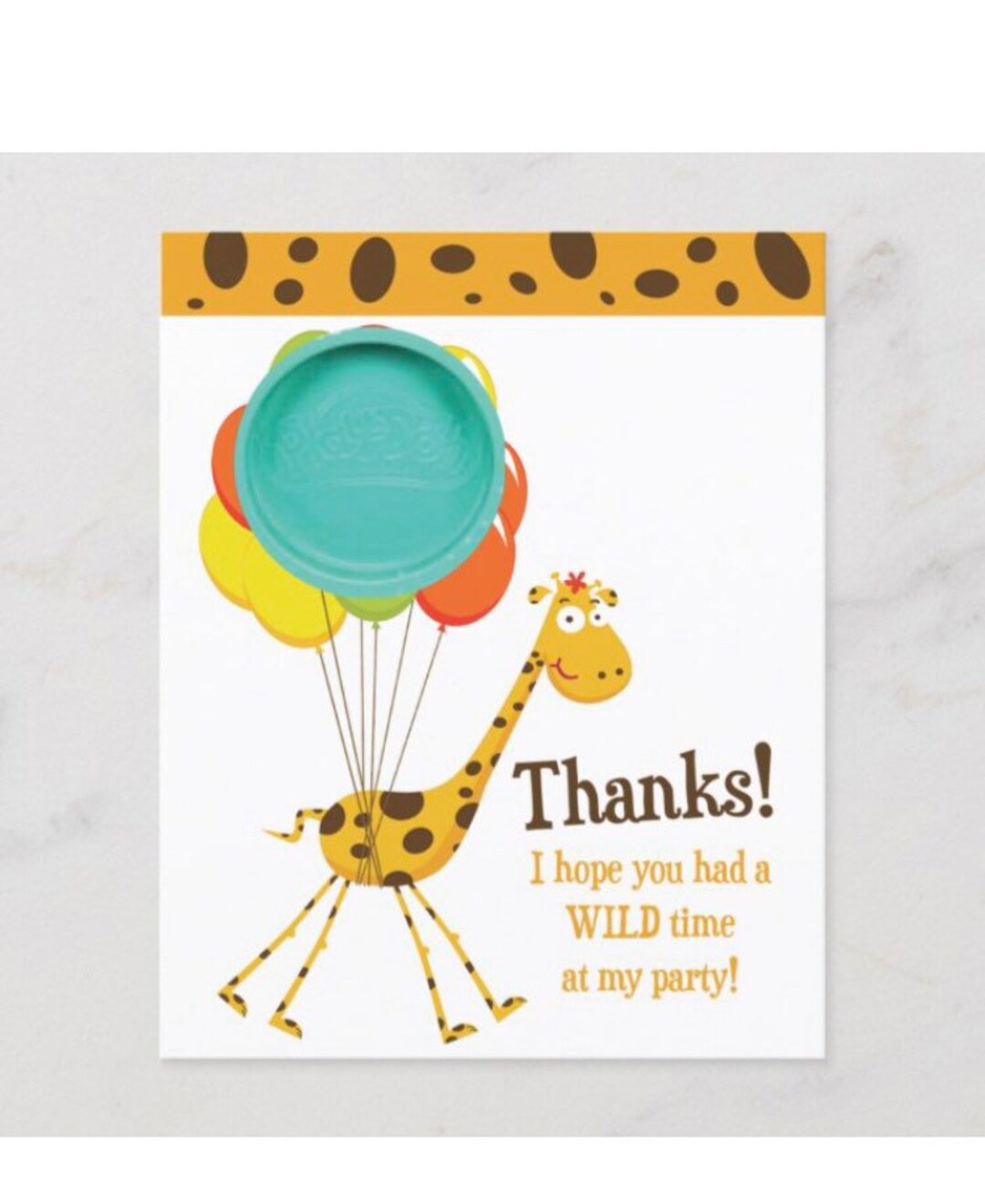 Giraffe With Balloons Birthday Party Play Doh Party Favor Printable ...