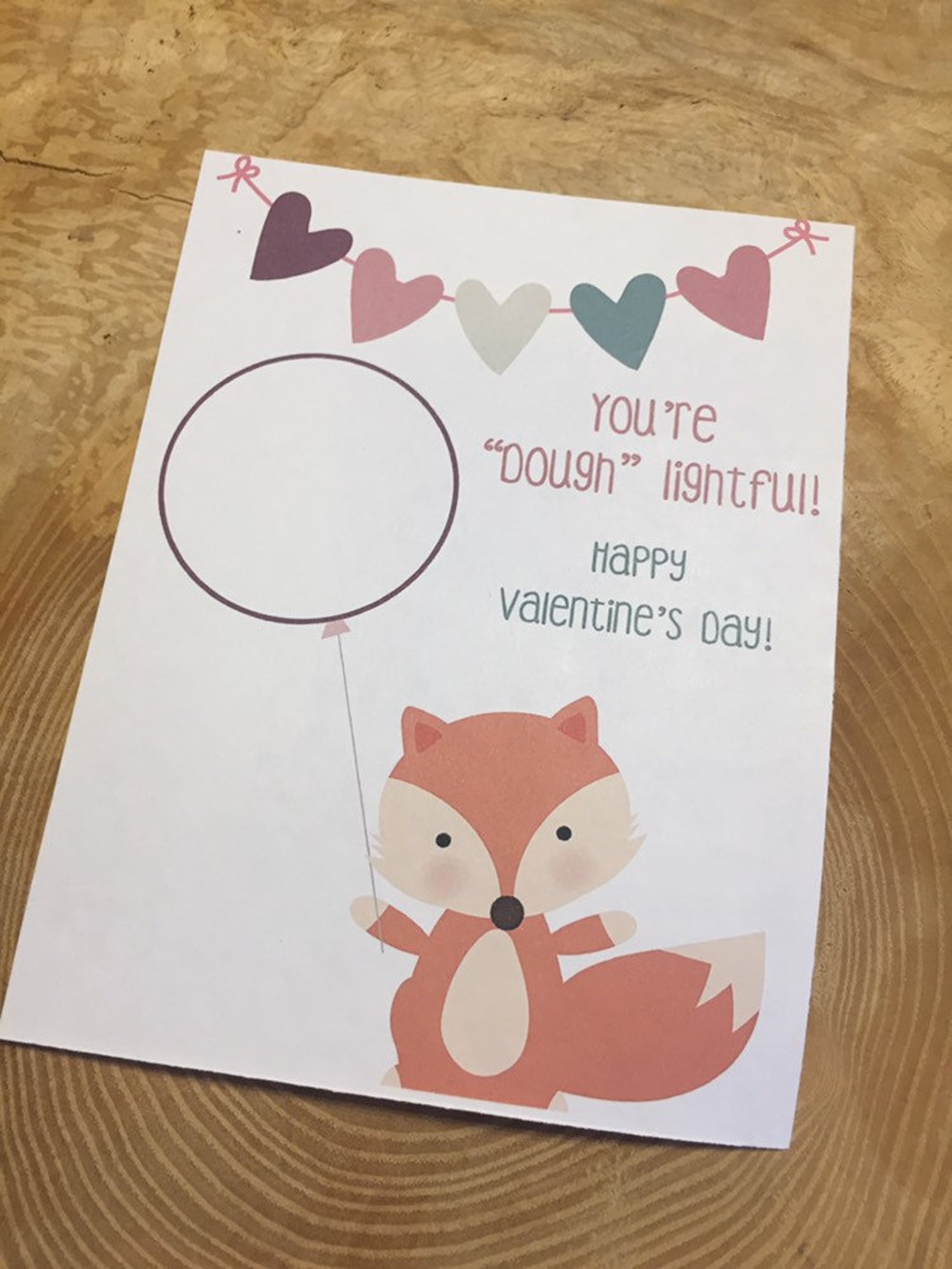 Valentine's Fox Play Doh Gift Card Printable, You're Dough Lightful ...