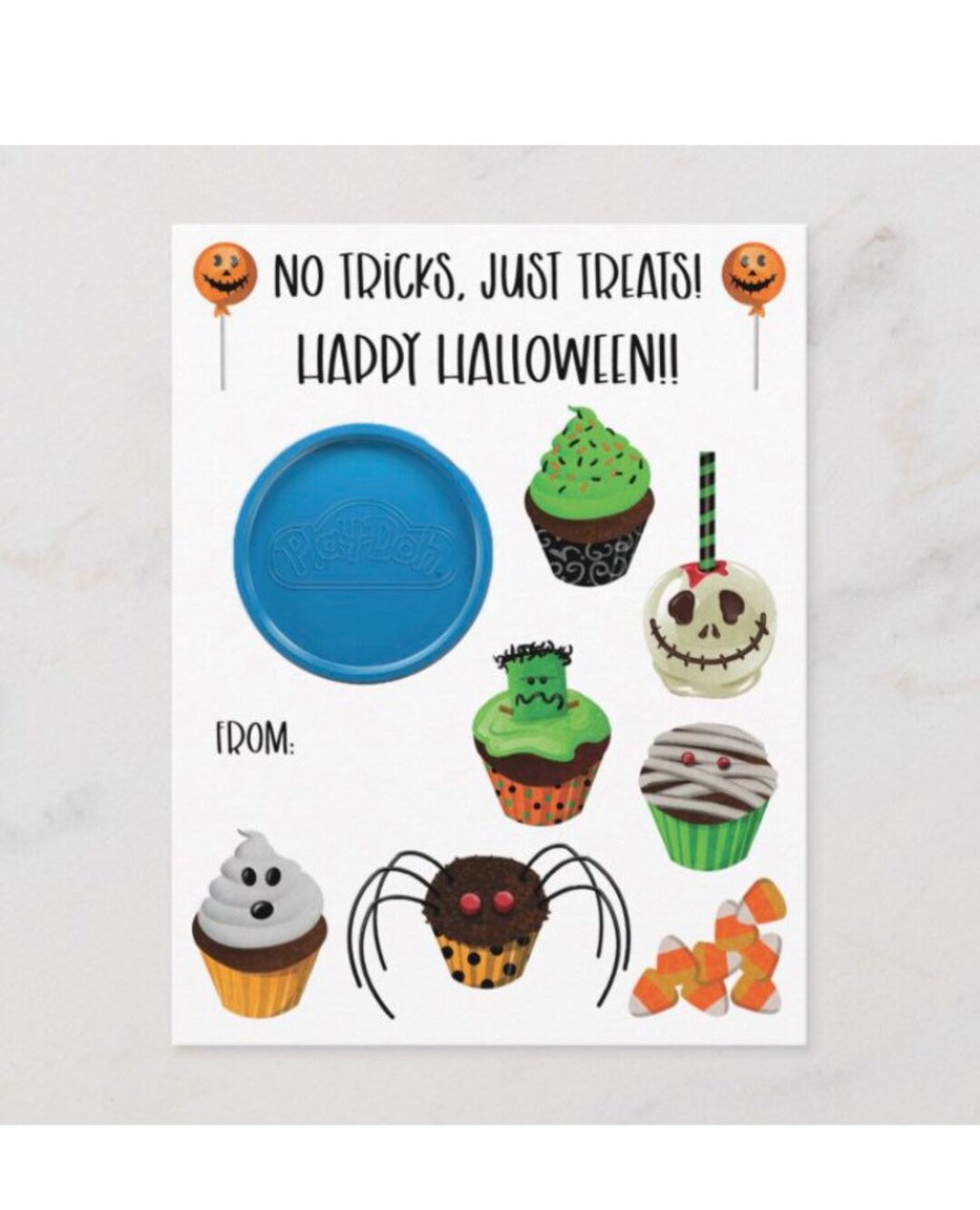 Halloween Play Doh Gift Card Printable No Tricks Just - Etsy