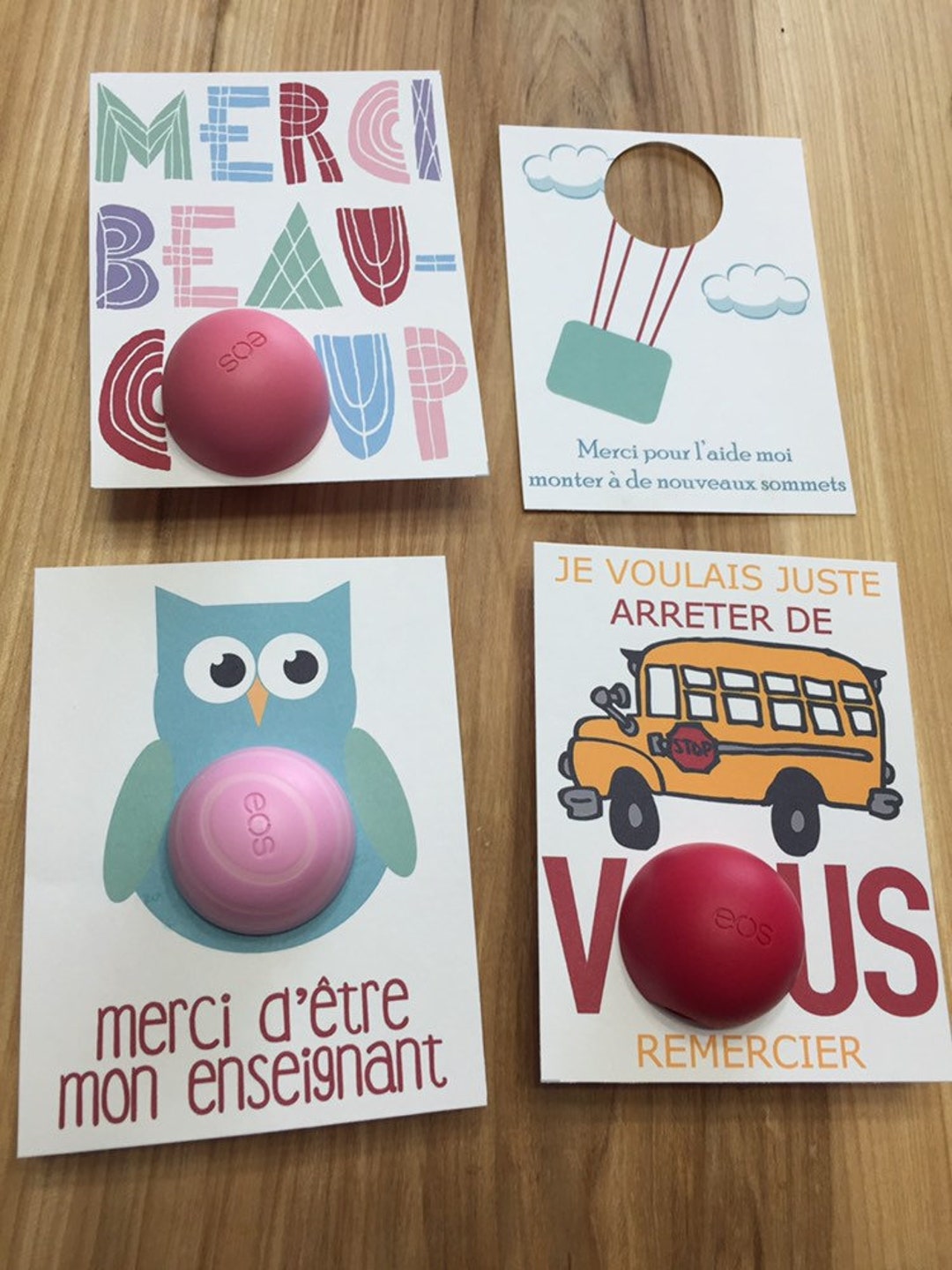 French Teacher Appreciation, Thank You Cards for EOS Lip Balm ...