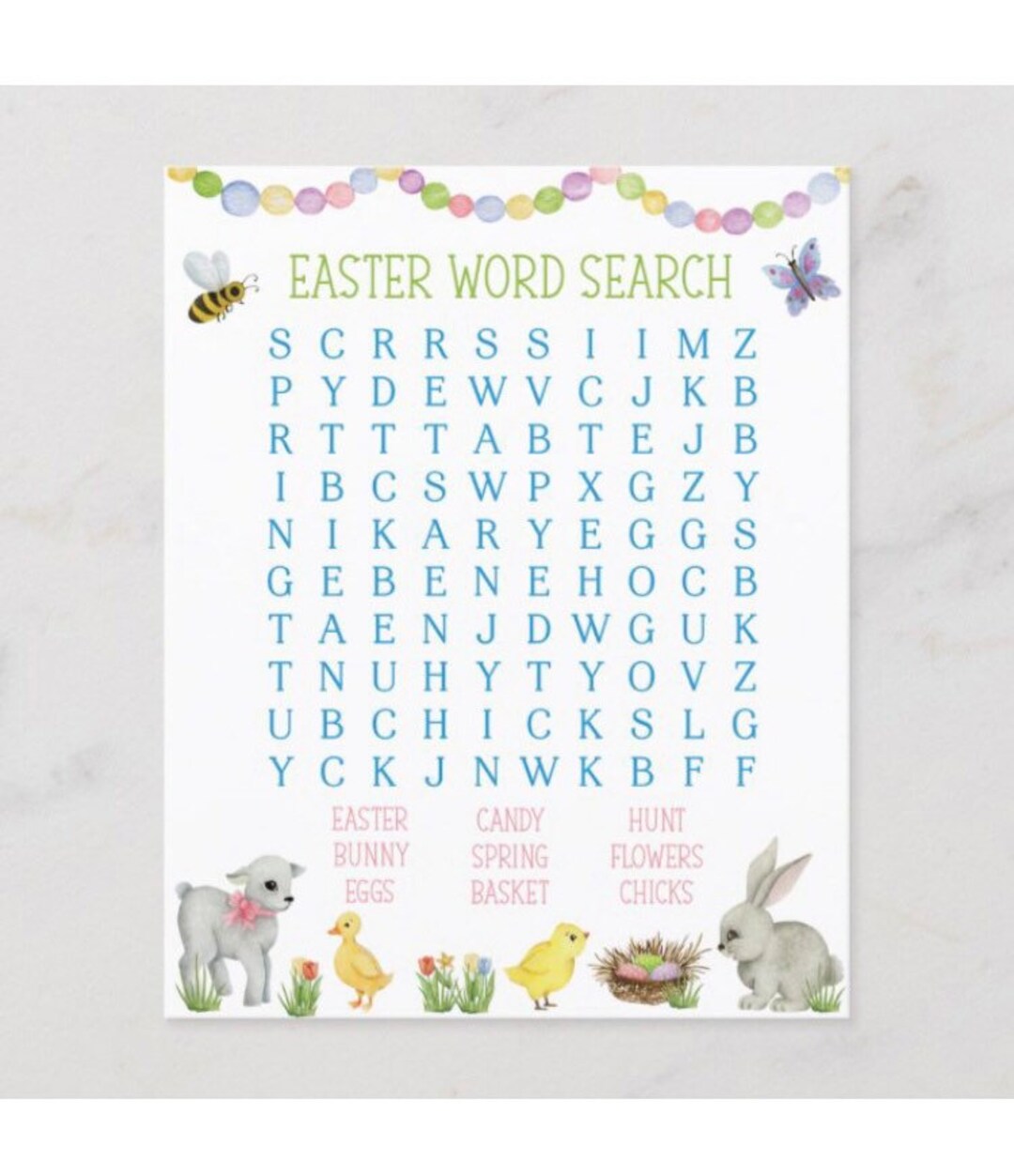 Easter Themed Word Search Printable Game, Kids, Instant Download, Party ...