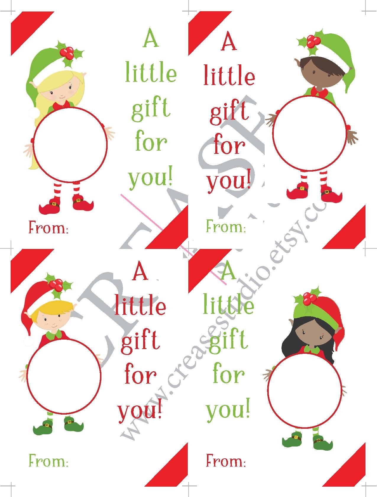 Christmas elves play doh gift card printable a little gift | Etsy