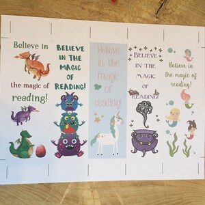 Believe in the Magic of Reading, Printable Bookmarks, Unicorn, Monsters ...