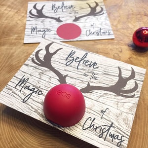 Reindeer Christmas Cards for EOS Lip Balm, Instant Download, Rudolph ...