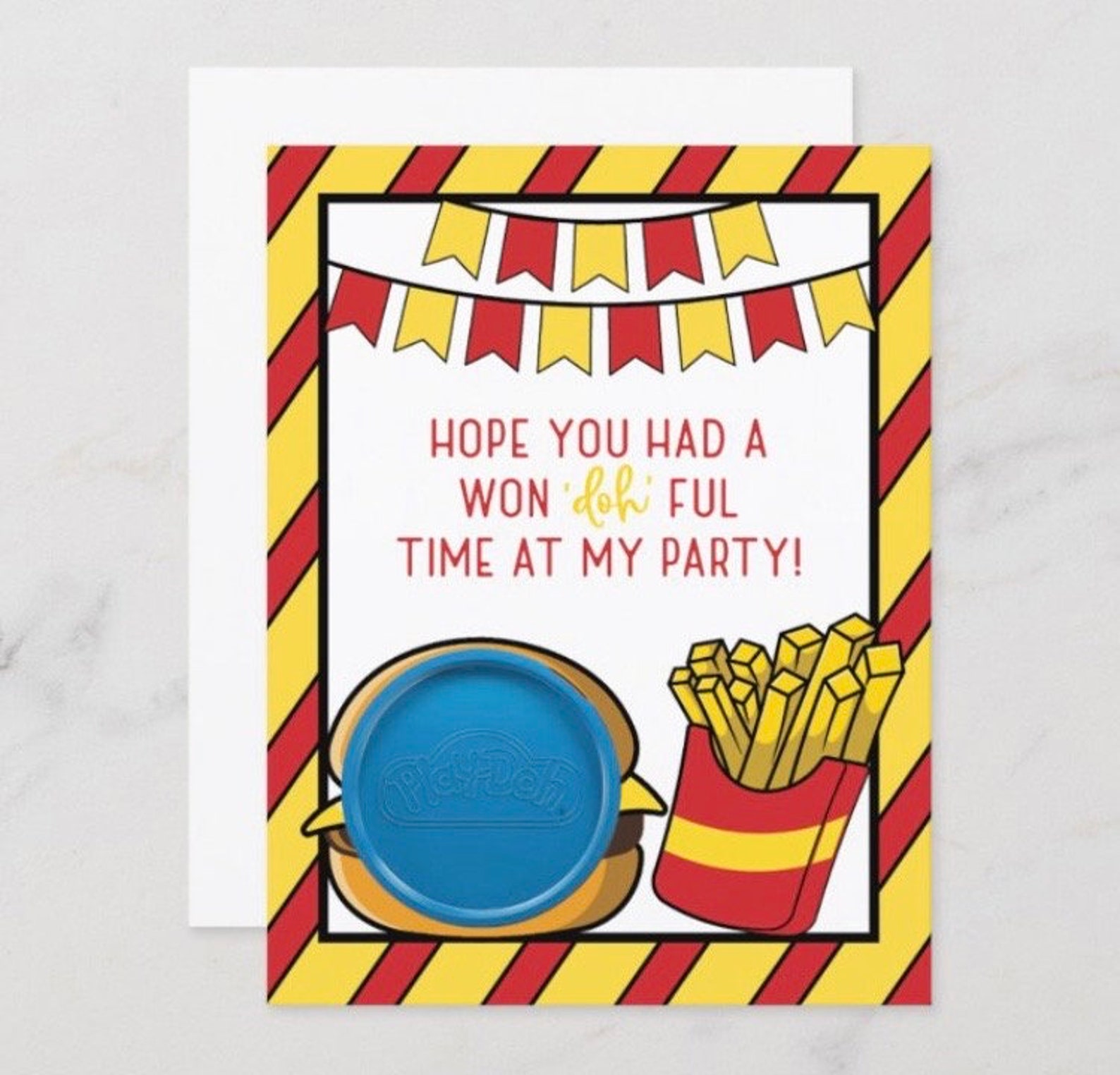Cheeseburger and Fries Birthday Party Play Doh Party Favor Printable ...