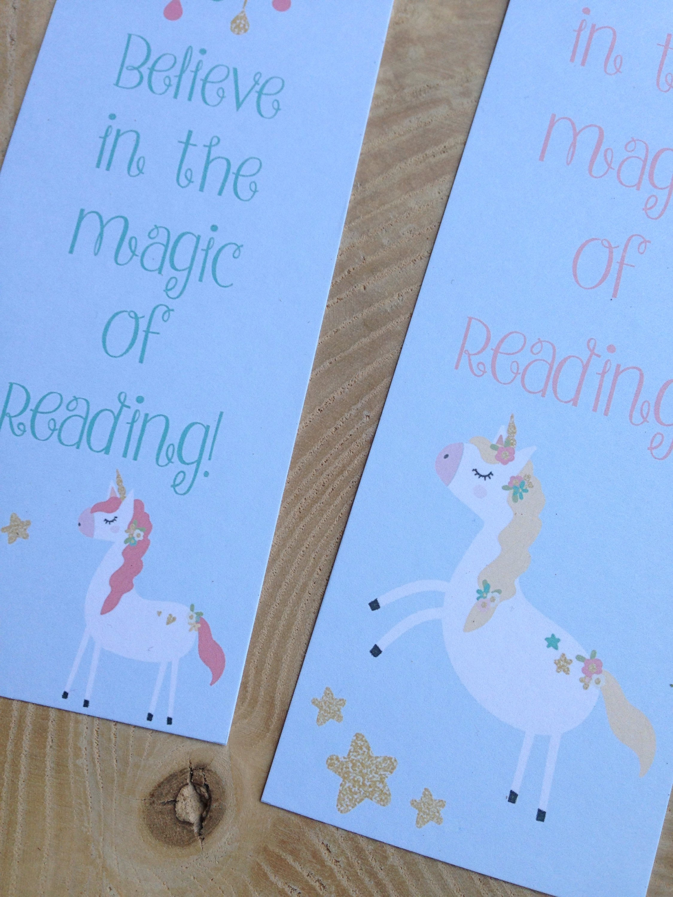Believe in the Magic of Reading Bookmarks Unicorn Rainbow | Etsy