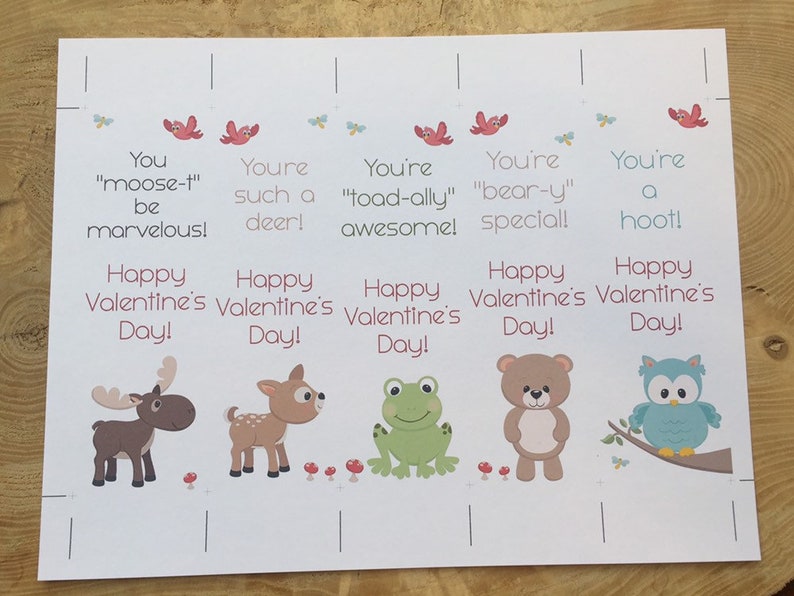 Cute Animals Valentine's Day Bookmarks Printable Digital | Etsy