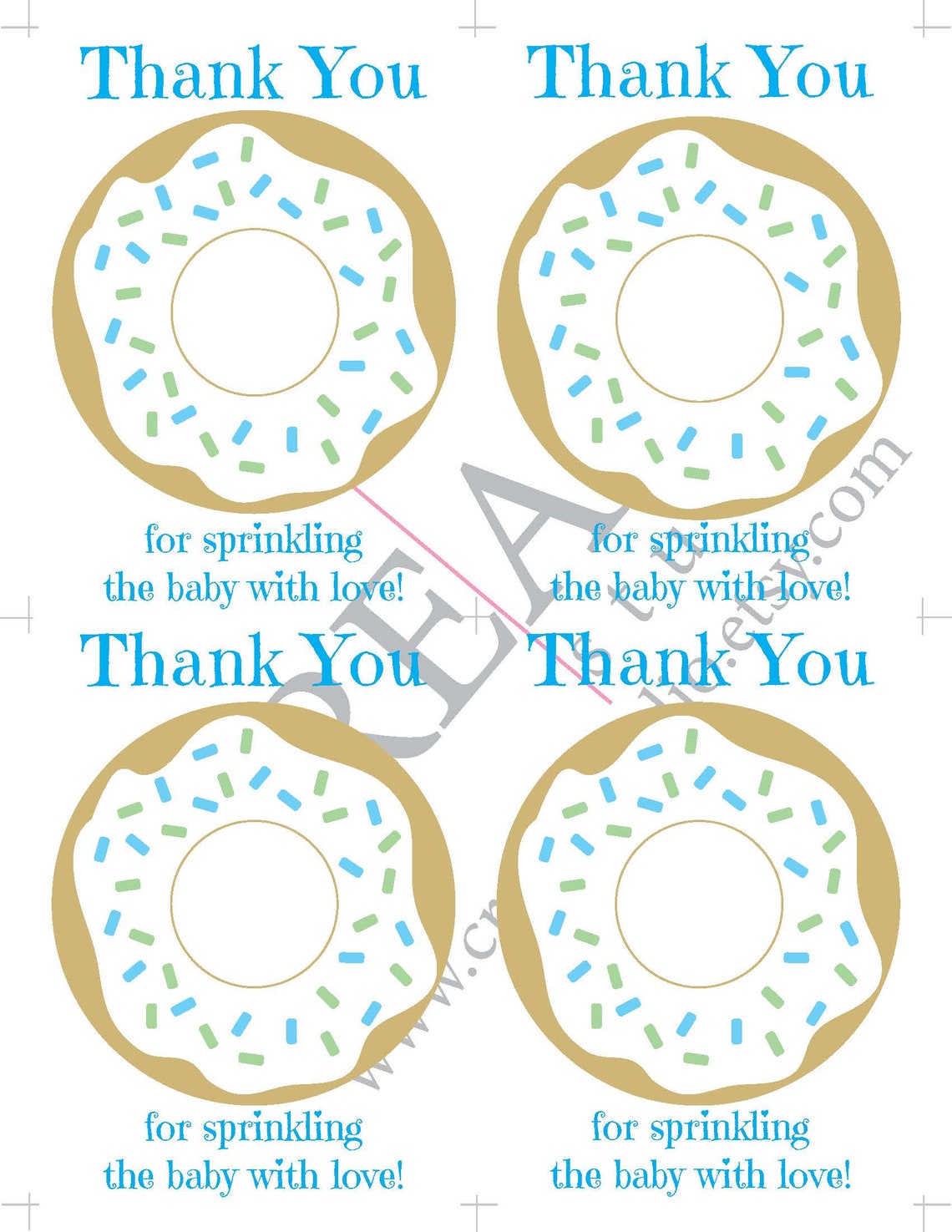 Thank You for Sprinkling the Baby With Love Donut Printable - Etsy