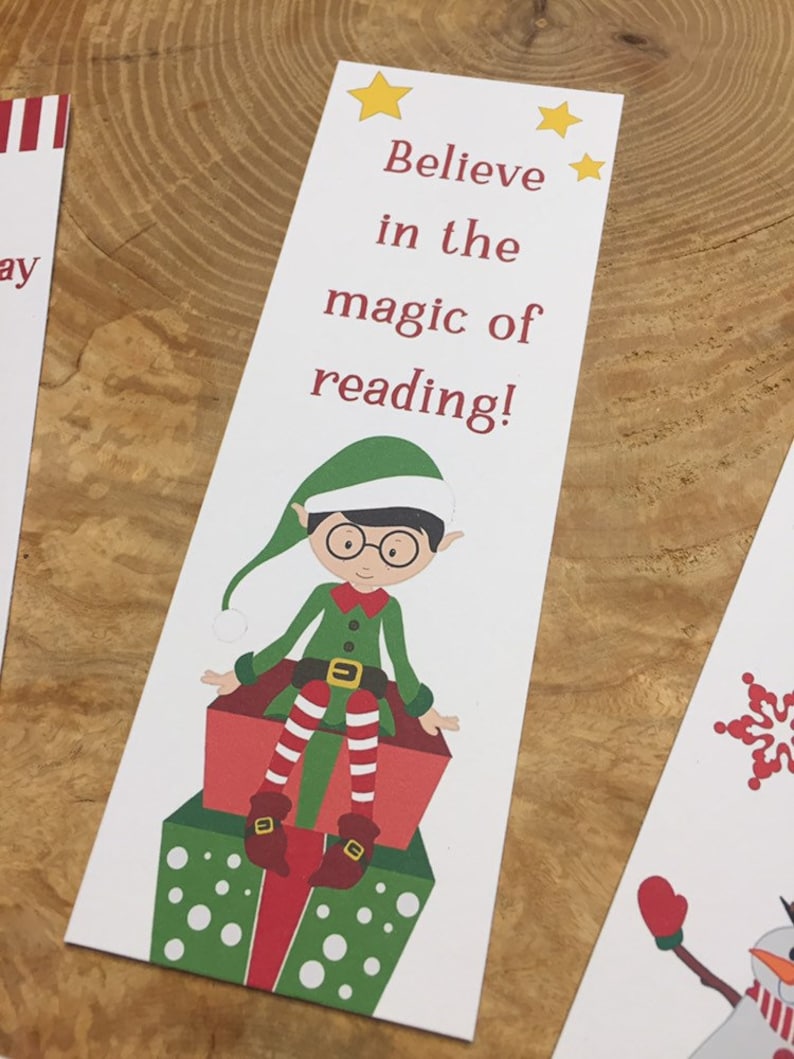 Christmas Bookmarks Elf Santa Reindeer Gingerbread Man - Etsy