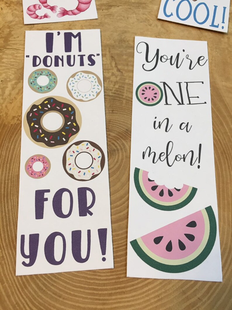 Food Valentine's Day Bookmarks Printable Digital File - Etsy