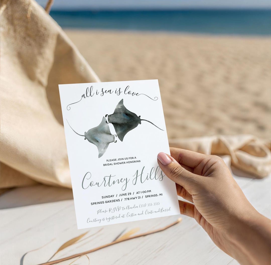 All I Sea is Love! Stingray Themed Bridal Shower Invitation, 5x7 ...