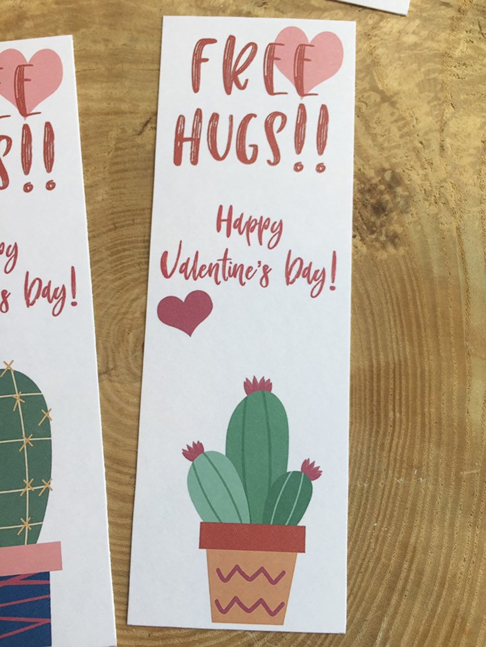 Free Hugs Cactus Valentine's Day Bookmarks Printable - Etsy