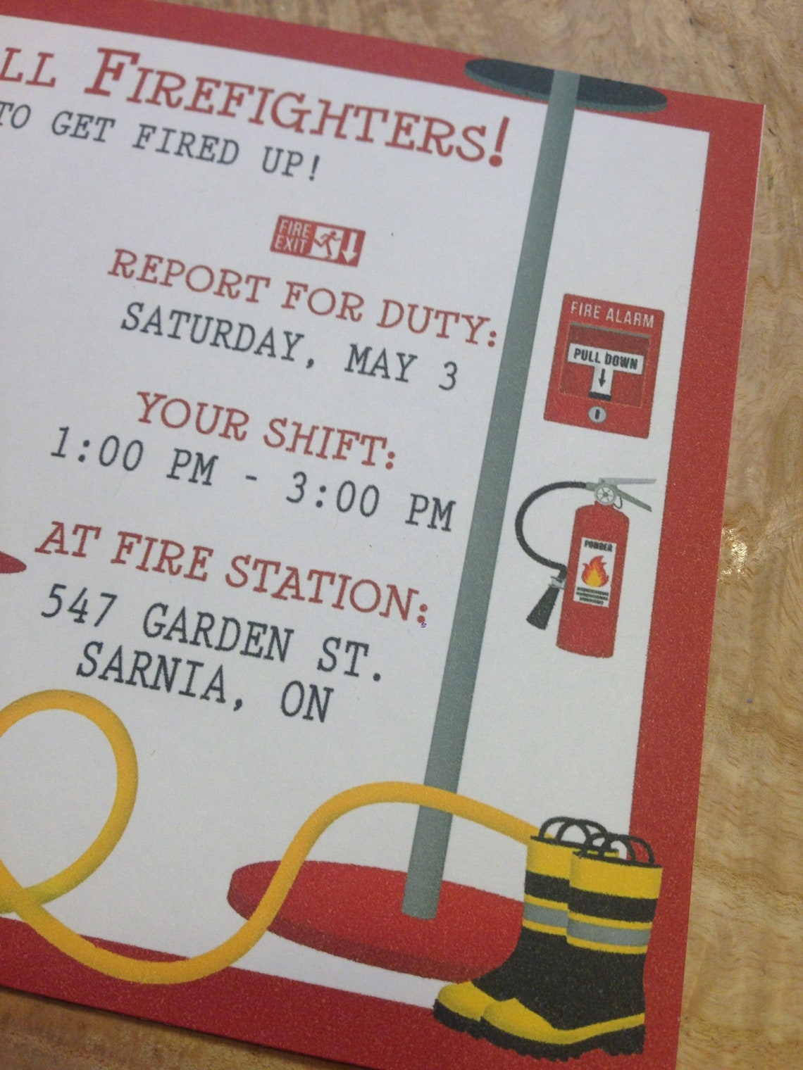 Firefighter Birthday Party Invitation and Thank You Card Set - Etsy