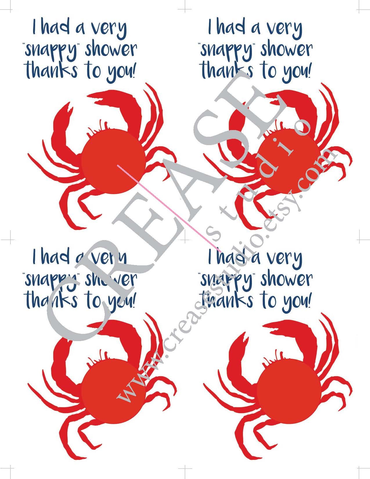 I Had S Snappy Shower, Thanks to You! Crab Baby Shower, Bridal Shower ...
