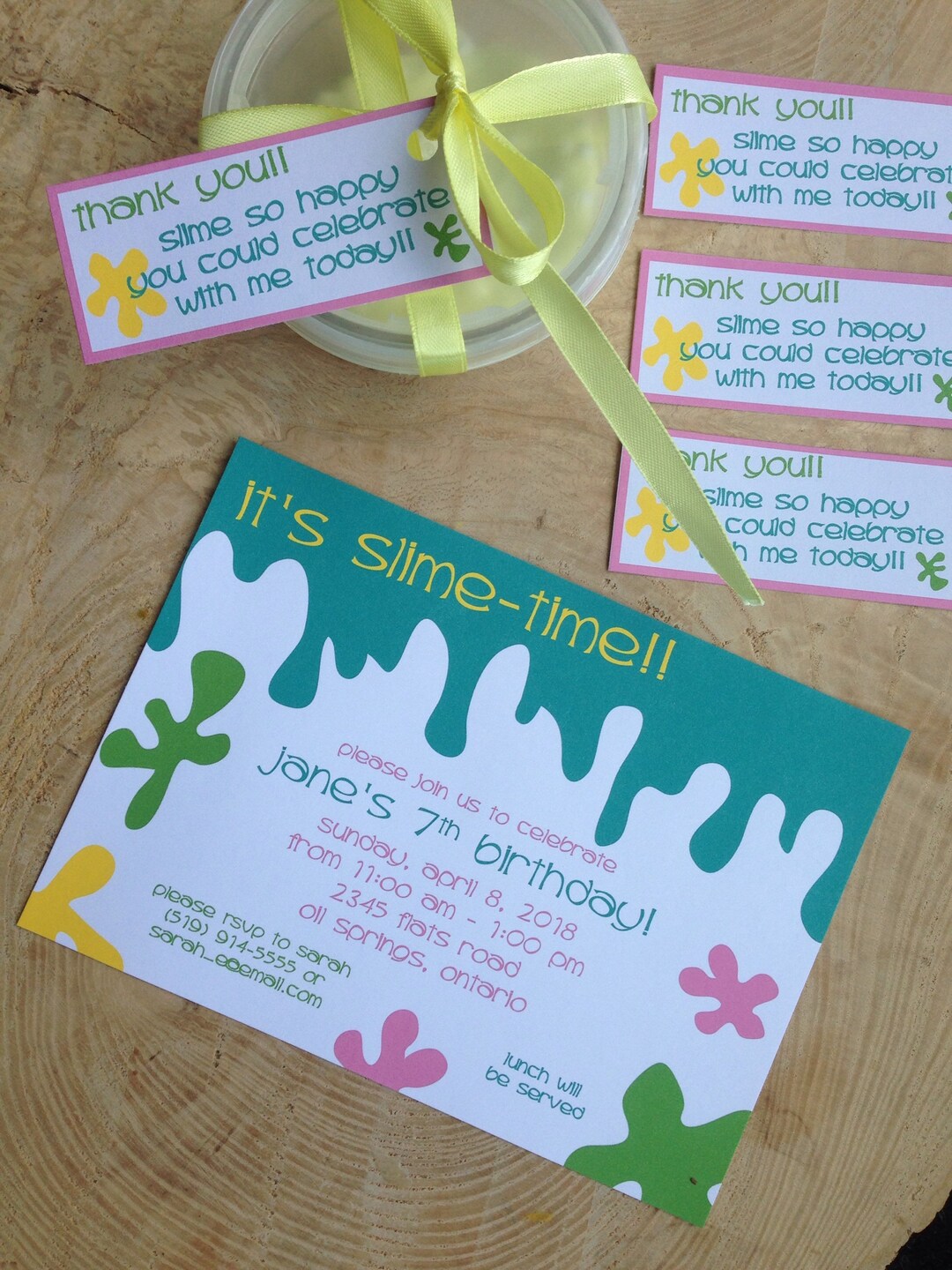 Slime Birthday Party Invitation & Thank You Card Set (digital Download ...