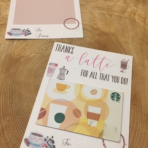 Thanks a Latte, Coffee Gift Card Holder, Appreciation, Thank You Cards ...