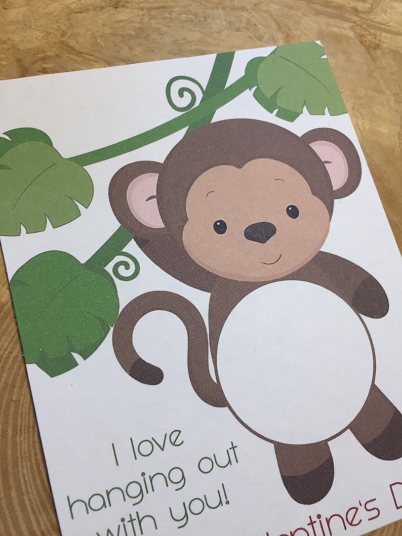 Valentine's monkey play doh gift card printable i love | Etsy