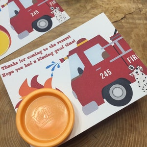 Firefighter Play Doh Birthday Party Favor Card Printable, Birthday ...