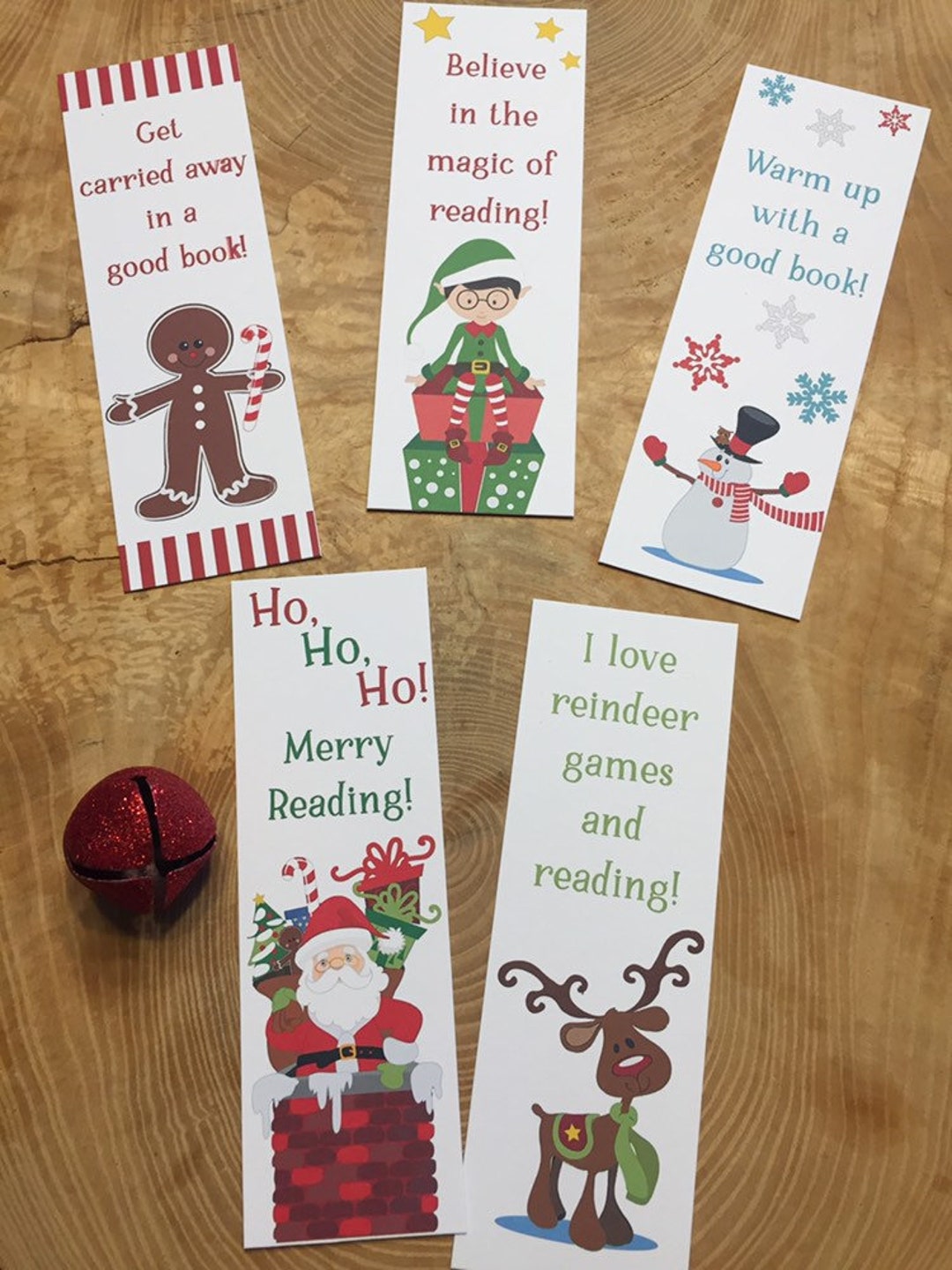 Christmas Bookmarks, Elf, Santa, Reindeer, Gingerbread Man, Snowman ...