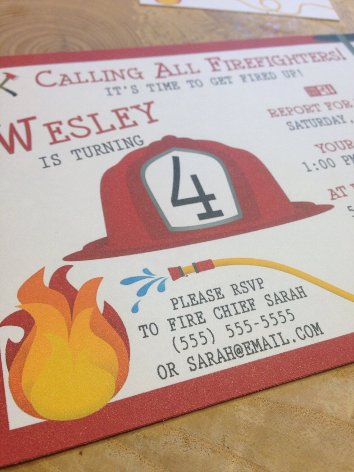 Firefighter Birthday Party Invitation and Thank You Card Set - Etsy