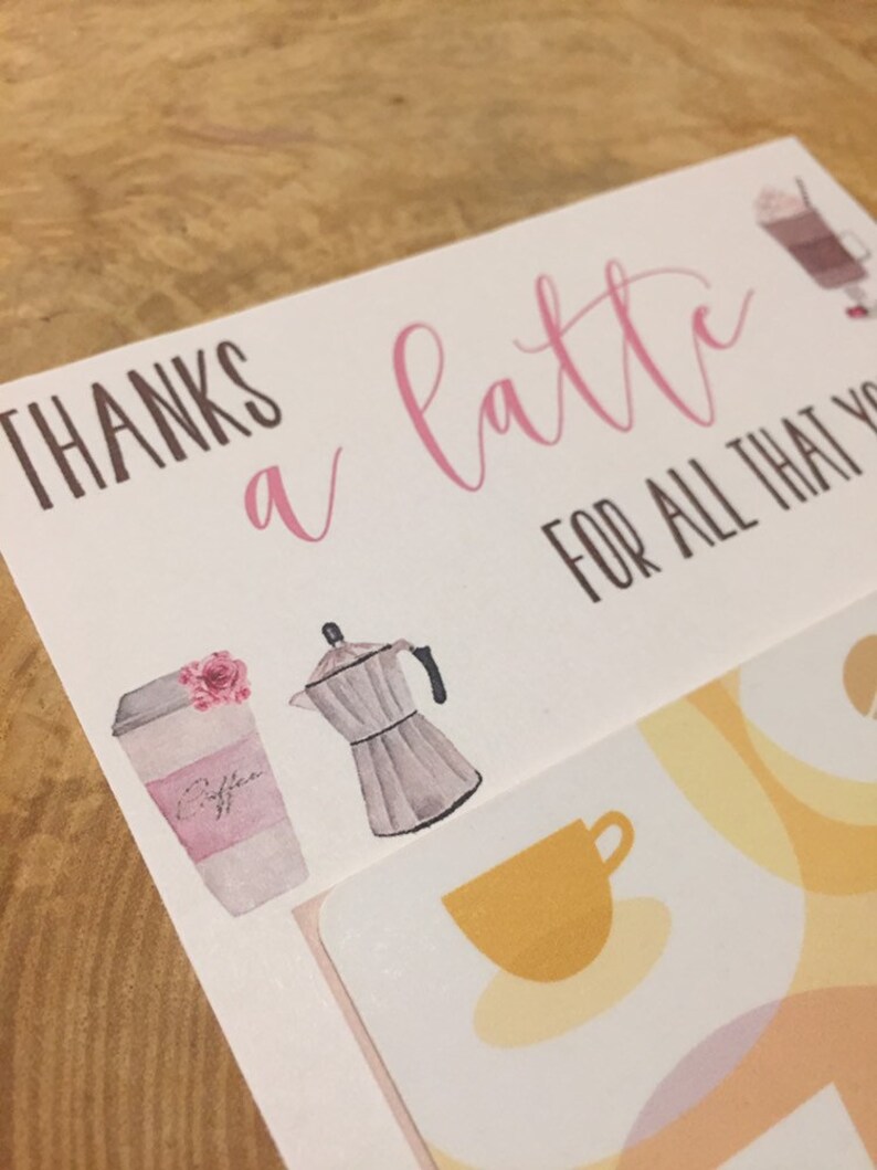 Thanks a Latte coffee gift card holder appreciation thank | Etsy