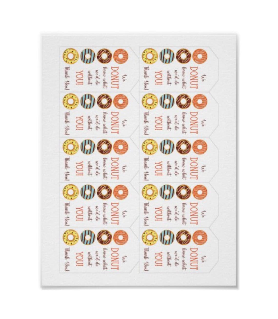We Donut Know What We'd Do Without You! Thank You Gift Tag Printable ...